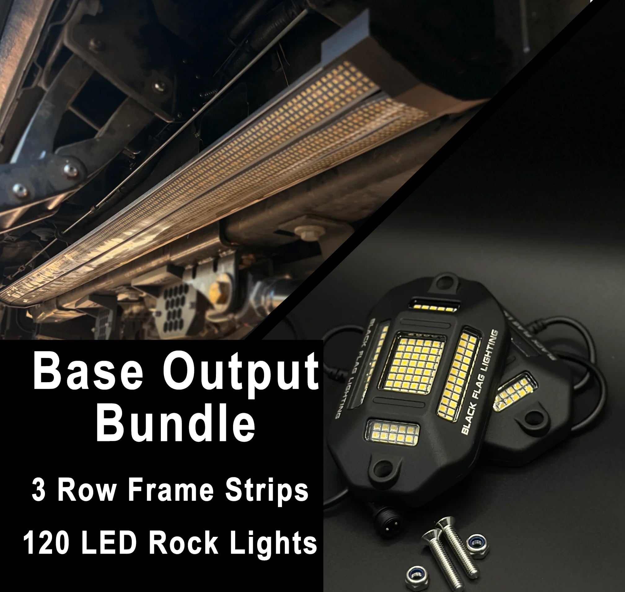 Base Output Bundle - 3 Row Frame Strips & 120 LED Pure White Rock Ligh ...